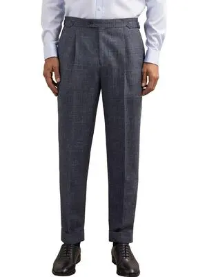 REISS Tailored-fit Wool-blend Herringbone Trousers - Navy