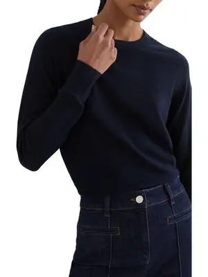REISS Merino Wool Crew-neck Jumper - Navy