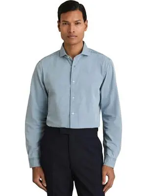 REISS Washed Chambray Button-through Shirt - Blue