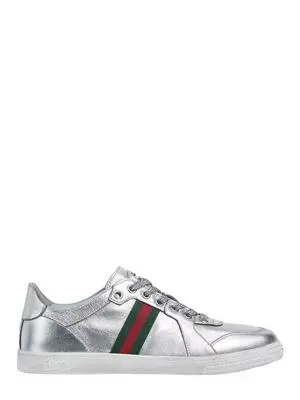Gucci Gg Supreme Canvas Trainers - Silver