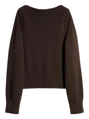 Gucci Fine Wool Top With GG Crystal Embroidery Brown