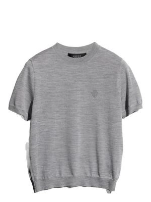 Gucci Fine Wool Top With Gg Crystal Embroidery - Grey