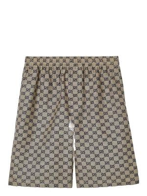 Gucci Gg Supreme Linen Shorts - Beige