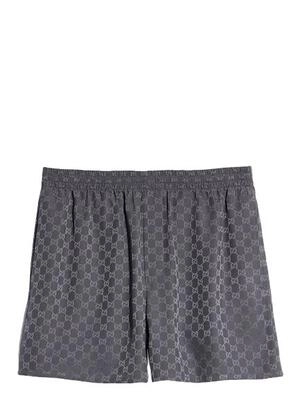 Gucci Gg Supreme Linen Shorts - Grey