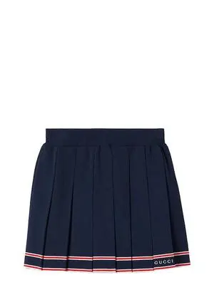 Gucci Gucci Pleated Stretch Viscose Skirt With Stripe Trim Blue