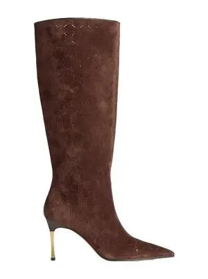 Gucci Leather Boots With Buckle Detail And Web Stripe - Brown