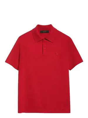 Gucci Silk Cotton Knit Polo Shirt Red
