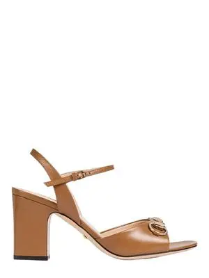 GUCCI Gucci Metallic Leather Mid-Heel Sandals