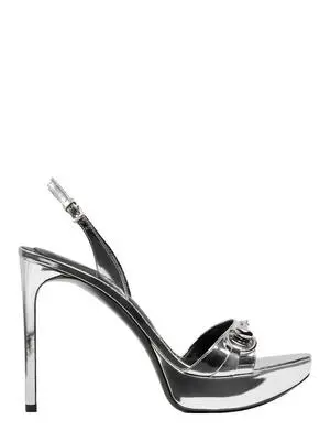 Gucci Bamboo Heel Slide Sandals - Silver