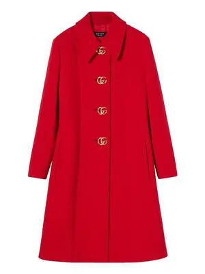 Gucci Reversible Gg Silk Wool Blend Coat - Red