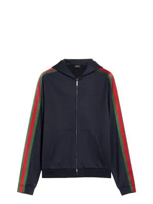 Gucci Gg Jersey Jacquard Zip Jacket - Blue