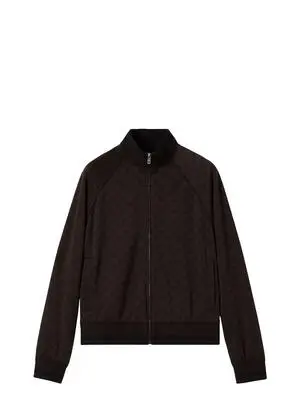 Gucci GG Jersey Jacquard Zip Jacket Brown