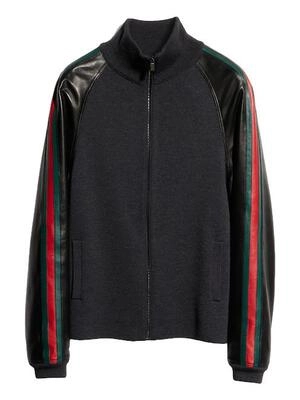 Gucci Wool Knit Cardigan With Web Detail - Black
