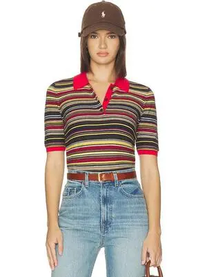 PISTOLA Ashlee Short Sleeve Polo Sweater In . Also - Multi