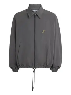 Jacquemus Embroidered Initial Windbreaker Jacket - Grey