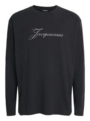 Jacquemus Cotton-hemp Logo Long-sleeve T-shirt - Black