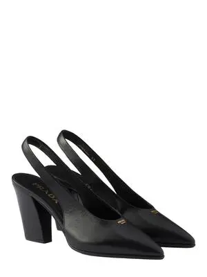 Prada Leather Slingback Pumps - Black