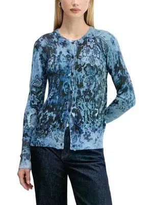 Desigual Printed Button-front Cardigan - Blue