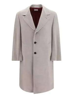 Brunello Cucinelli Single-breasted Fleece Wool Coat - Neutrals