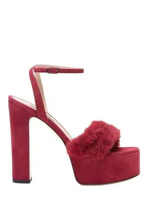 CASADEI Casadei Suede Platform Pumps With Faux-Fur Trim
