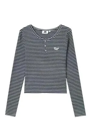 CHOCOOLATE Striped Ribbed Top - Grey
