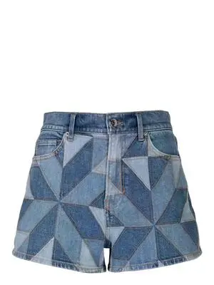 Veronica Beard Elijah Patchwork Denim Shorts - Blue