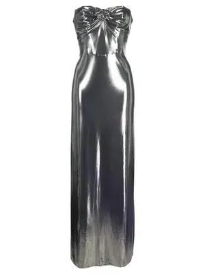 Magda Butrym Strapless Metallic Maxi Dress - Silver