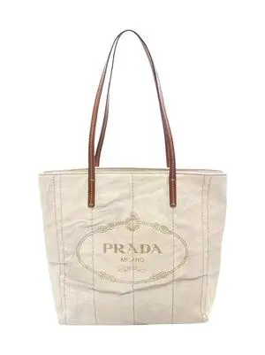 Prada 2013-2026 Linen Blend Tote Bag - Neutrals