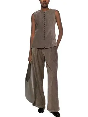ELEH Corduroy-effect Button-up Top - Brown