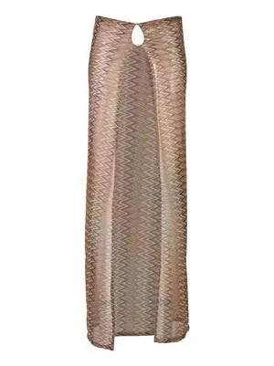 PALMACEA Zigzag Knit Maxi Skirt With Shell Embellishment - Brown