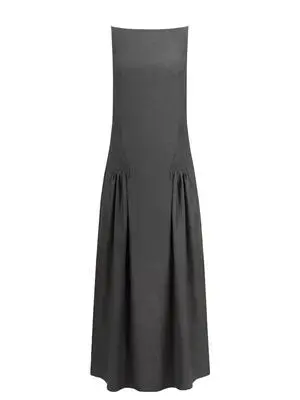 THE ARKOW Vera Open-back Pleated Maxi Dress - Grey