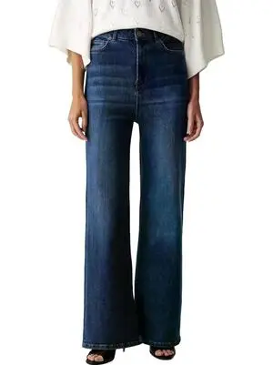 TWINSET Faded-effect Wide-leg Jeans - Blue