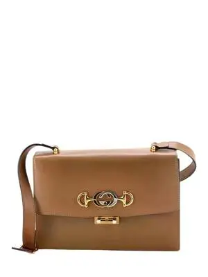 Gucci Zumi Flap Leather Small Shoulder Bag - Brown
