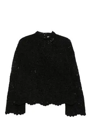 SEMICOUTURE Crochet Scalloped-edge Jumper - Black