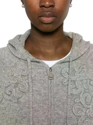 ERMANNO FIRENZE Embroidered Zip-up Hoodie - Grey