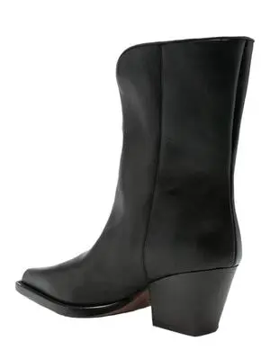 Paris Texas Pointed-toe Leather Ankle Boots - Black