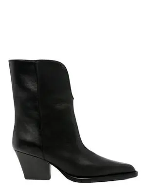 Paris Texas Pointed Toe Leather Ankle Boots - Black