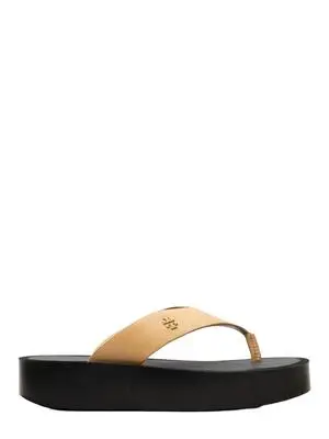 Tory Burch Leather Platform Sandals Neutrals