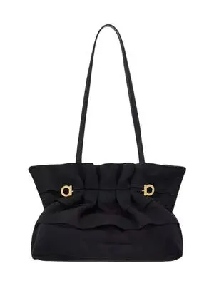 FERRAGAMO Ferragamo Soft Bag With Gancini Pin Black