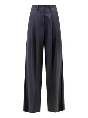 ALYSI Pleated Wide-leg Trousers - Blue