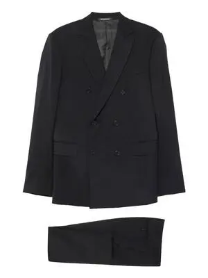 Emporio Armani Double-breasted Virgin-wool Suit - Black
