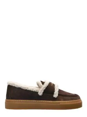 Inuikii Shearling Trim Suede Loafers - Brown