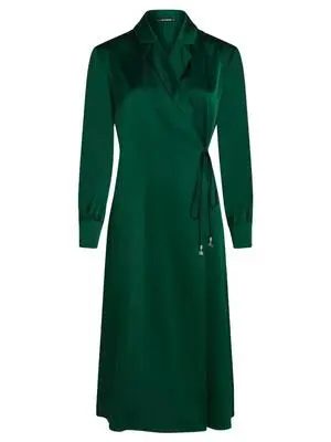 Karl Lagerfeld Satin Finish Wrap Dress - Green