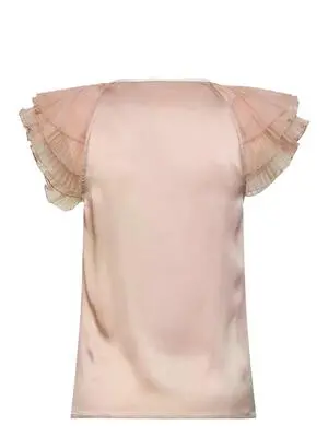 ALINA Bow Detail Ruffled Blouse - Neutrals