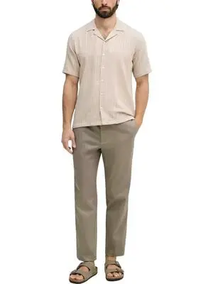 MOS MOSH Joe Basso Vertical-stripe Short-sleeve Shirt - Neutrals