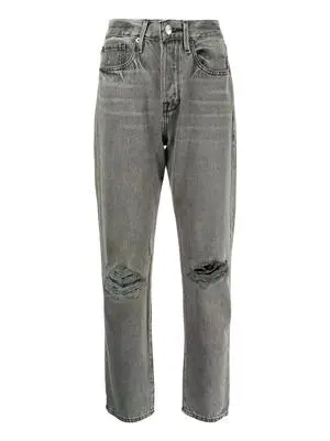 FRAME Grey Distressed Mom Jeans - Blue