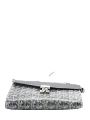 Goyard Chypre Wallet On Strap Coated Canvas With Leather Crossbody Bag - Grey