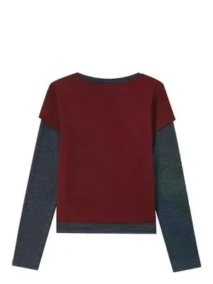 CHOCOOLATE Layered-effect Striped T-shirt - Red