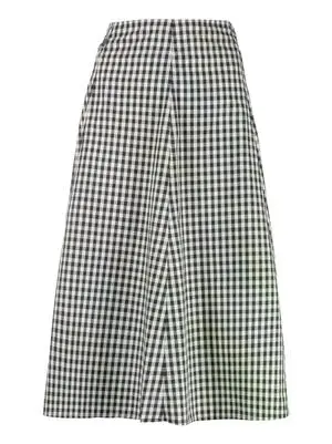 Woolrich Gingham A-line Cotton Skirt - Blue