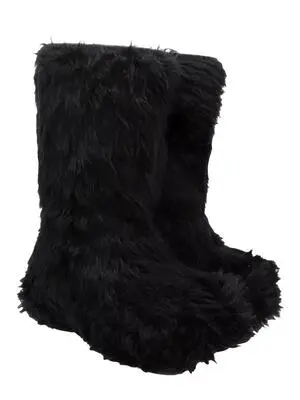 Balenciaga Faux Fur Crocs Boots - Black